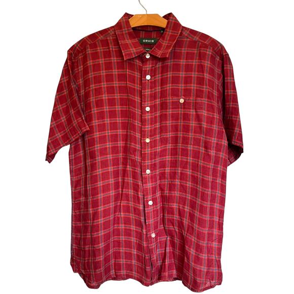 Orvis | Shirts | Orvis Active Fit Linen Button Down Short Sleeve Shirt ...